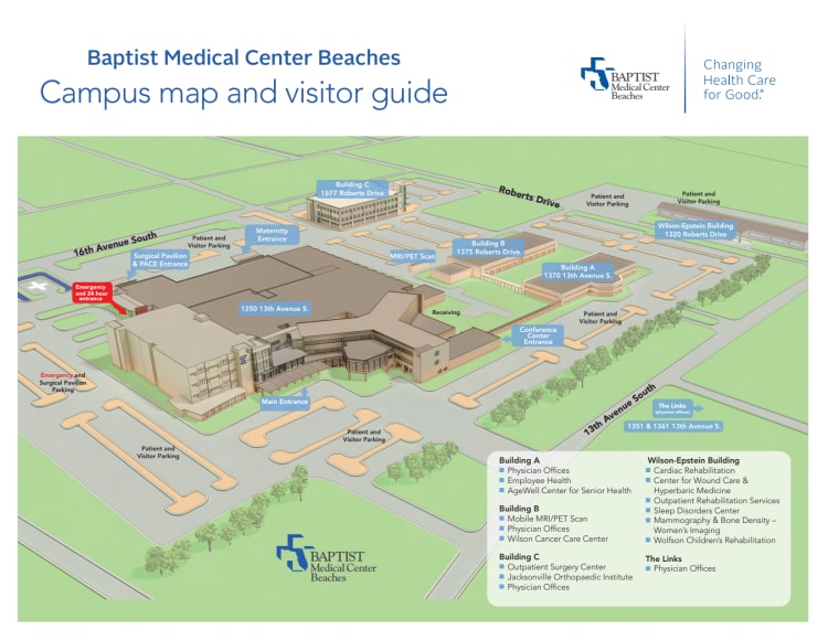 Parking and Campus Map | Baptist Medical Center Beaches | Florida